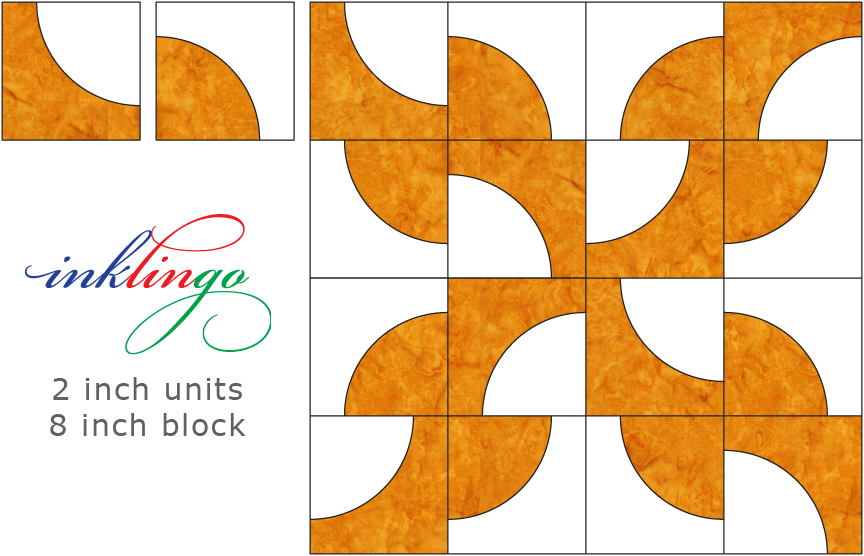 Drunkard's Path 2 inch PDF - Quilt with Inklingo