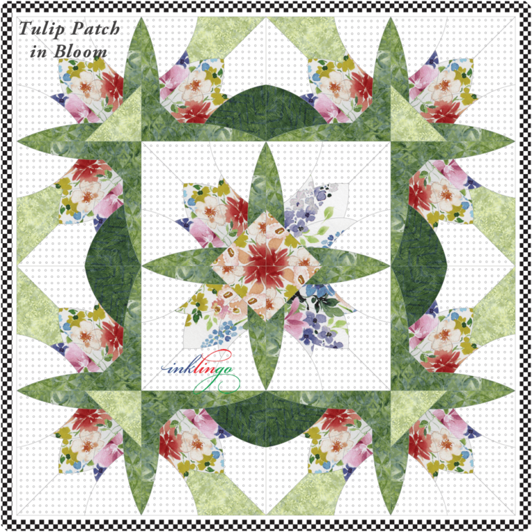 Pattern for Tulip Patch 8-inch PDF - Quilt with Inklingo