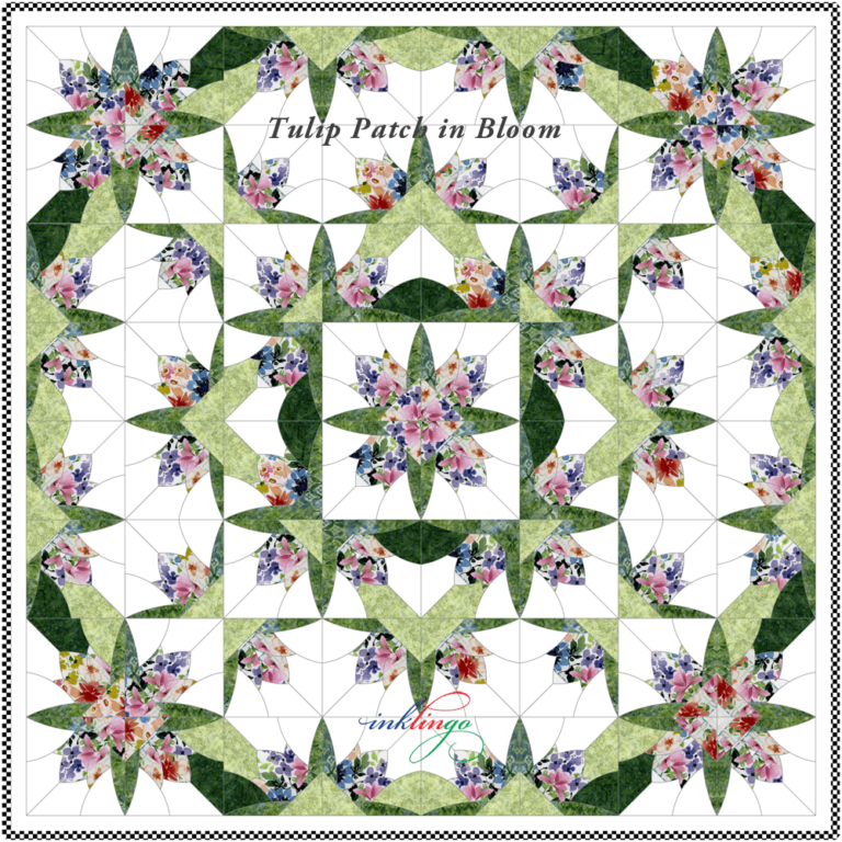 Pattern for Tulip Patch 8-inch PDF - Quilt with Inklingo