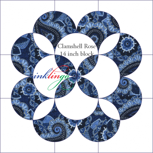 Clamshell Rose 4 inch PDF - Quilt with Inklingo