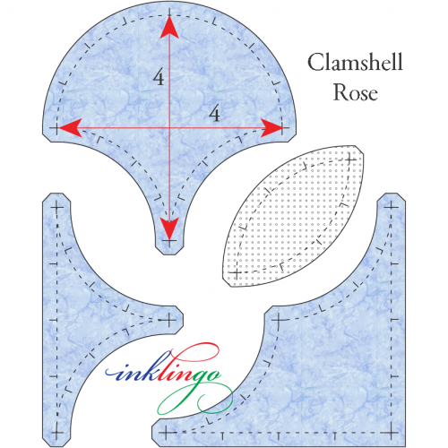 Clamshell Rose 4 inch PDF - Quilt with Inklingo