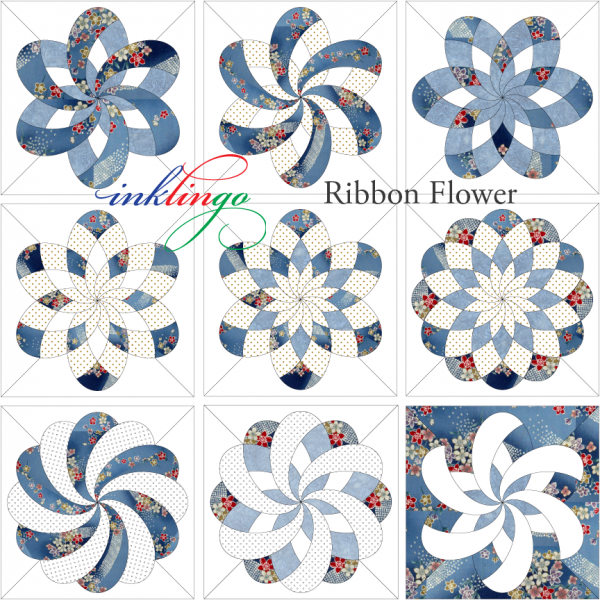 Ribbon Flower 12 inch Download - Quilt with Inklingo